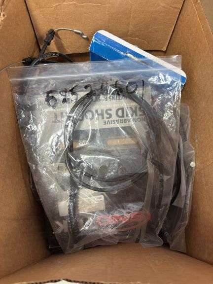BOX OF ASSORTED PARTS, SKID SHOES, CABLES, BEARINGS ETC - Shackelton ...