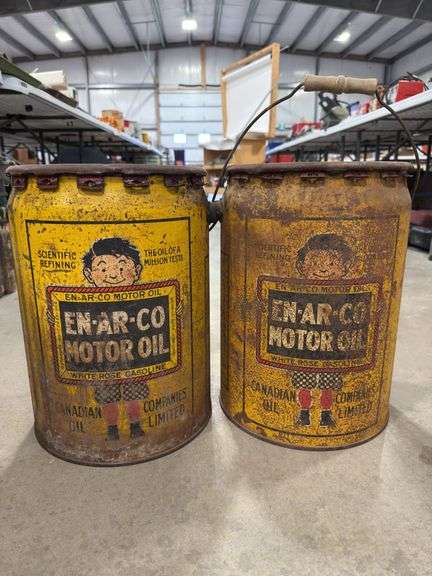 TWO EN-AR-CO MOTOR OIL IMP 5 GALLON CANS - Shackelton Auctions Inc.