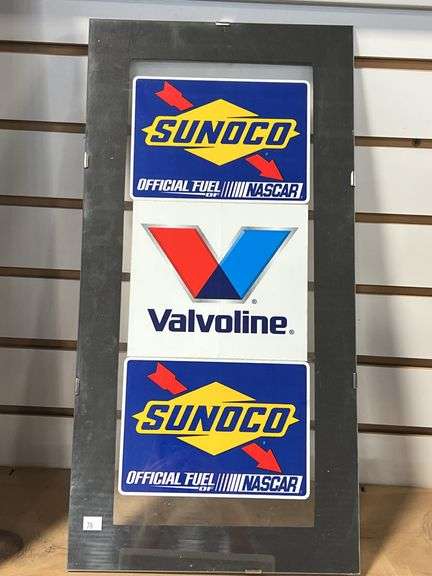 FRAMED SUNOCO AND VALVOLINE STICKERS - Shackelton Auctions Inc.