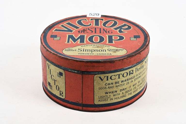 EARLY VICTOR DUSTING MOP TIN - Shackelton Auctions Inc.