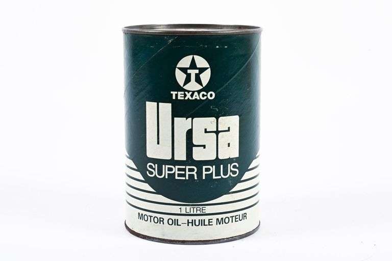 TEXACO URSA MOTOR OIL LITRE FIBRE CAN - FULL - Shackelton Auctions Inc.