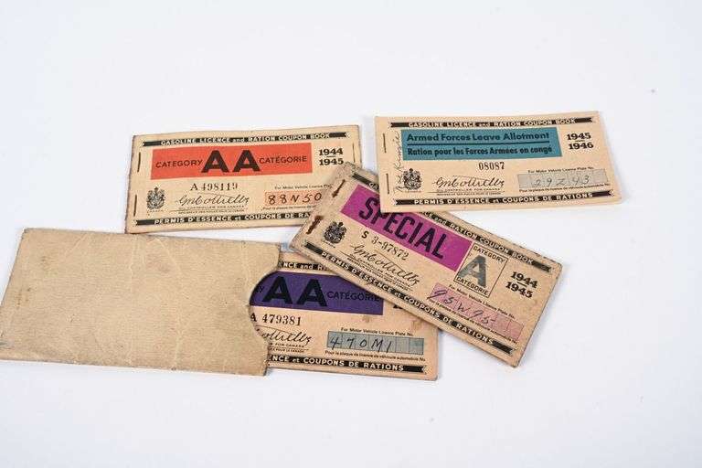 GROUP OF 1940'S GASOLINE AND RATION COUPON BOOKS - Shackelton Auctions Inc.