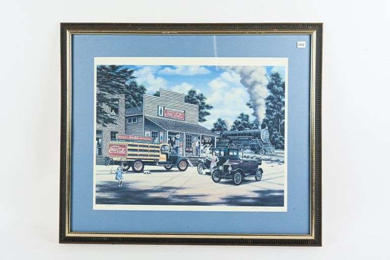 FRAMED SIGNED AND NUMBERED "ALL ABOARD" PAMELA C. RENFROE PRINT ...