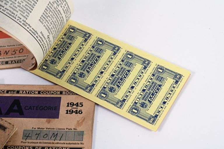 GROUP OF 1940'S GASOLINE AND RATION COUPON BOOKS - Shackelton Auctions Inc.