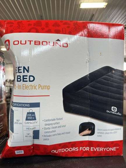 OUTBOUND QUEEN AIR BED WITH BUILT IN ELECTRIC PUMP - Shackelton ...