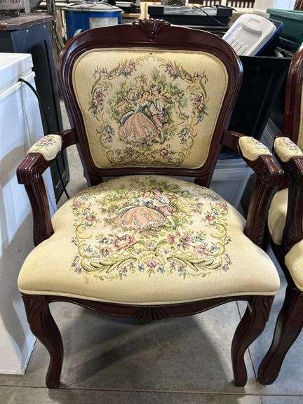TWO NEEDLEPOINT ARM CHAIRS - Shackelton Auctions Inc.
