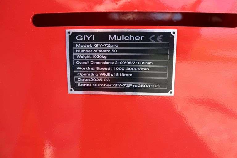 2025 UNUSED GIYI GY-72PRO SKID STEER LOADER MULCHERS - Shackelton ...