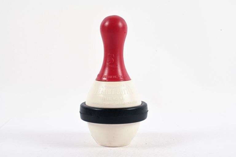 SCHWARTZ PEANUT BUTTER PLASTIC BOWLING PIN JAR - Shackelton Auctions Inc.