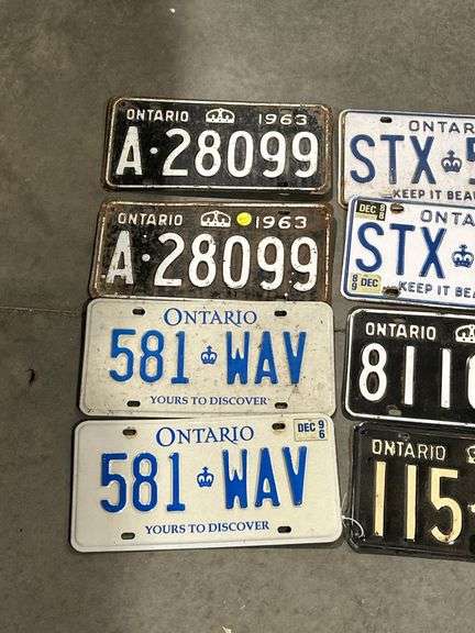 LOT OF ONTARIO LICENCE PLATES - Shackelton Auctions Inc.