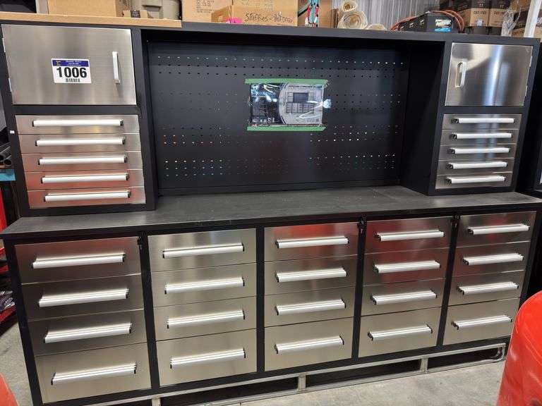 STEELMAN 9' STAINLESS STEEL GARAGE CABINET WORKBENCH - GREY ...