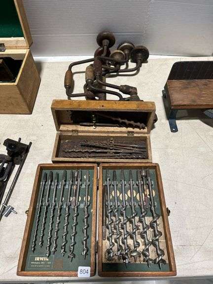 GROUP OF ANTIQUE HAND DRILLS & BITS - Shackelton Auctions Inc.