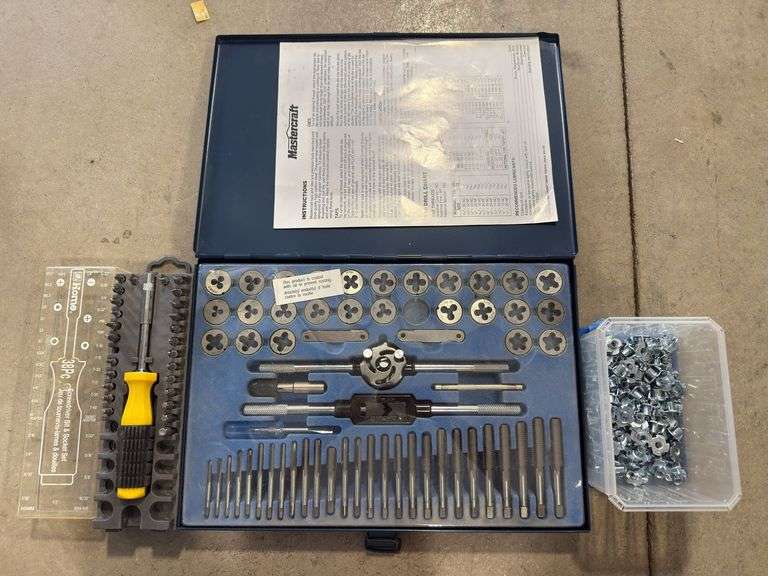 MASTERCRAFT SAE AND METRIC TAP AND DIE SET, SCREWDRIVER BIT AND SOCKET SET - Shackelton Auctions ...