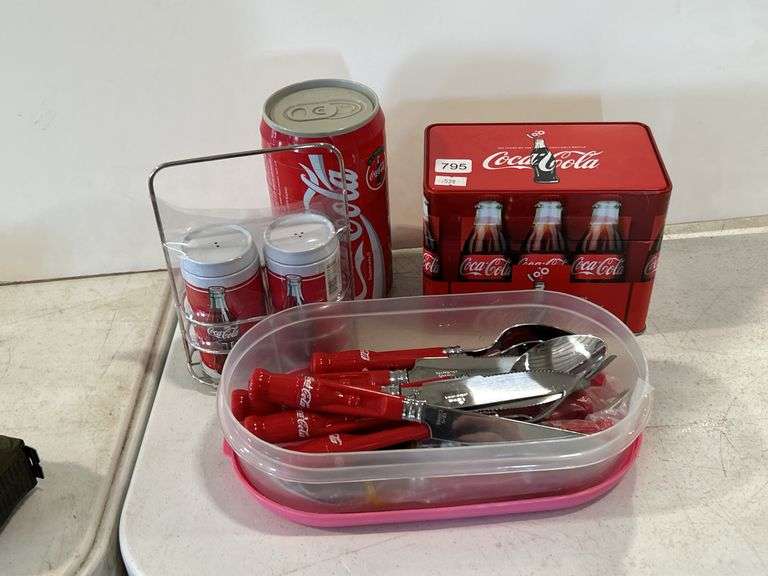 COCA-COLA CUTLERY, SALT & PEPPER, RECIPE BOX AND CAN PUZZLE ...