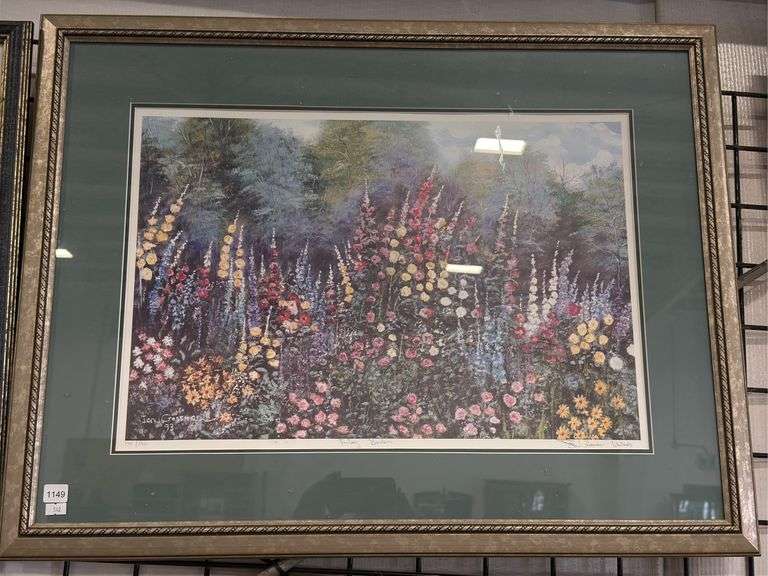 FRAMED, NUMBERED & SIGNED JAN CRESSMAN "FANTASY GARDEN" PRINT - 32" X ...