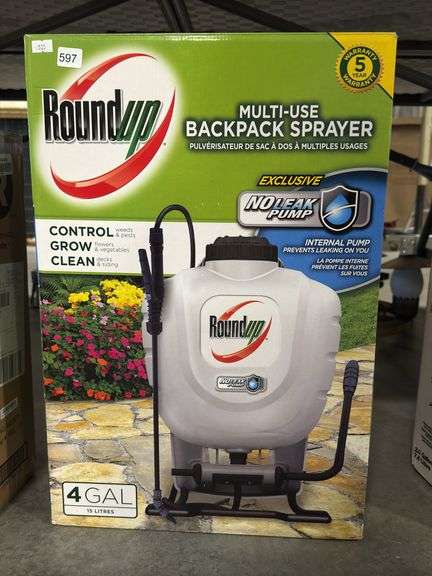 ROUNDUP MULTI USE BACKPACK SPRAYER - Shackelton Auctions Inc.