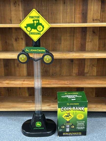 JOHN DEERE TRACTOR CROSSING COIN BANK - Shackelton Auctions Inc.