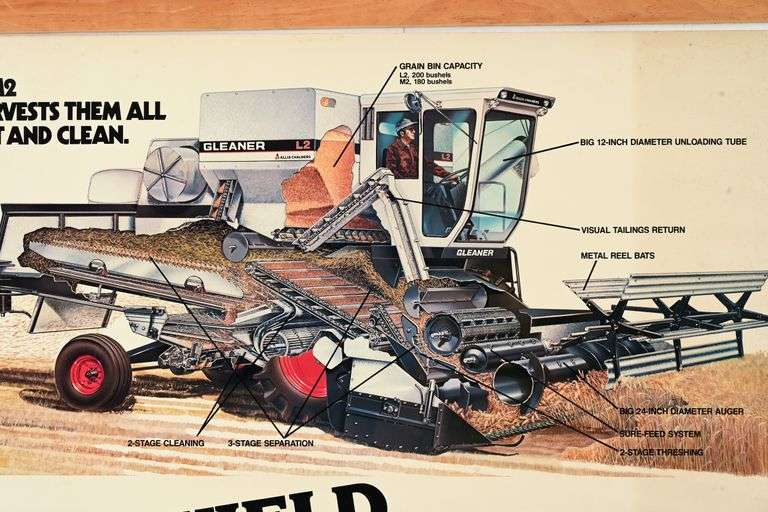 FRAMED 1970'S ALLIS-CHALMERS GLEANER L2/M2 COMBINES DEALERSHIP POSTER ...