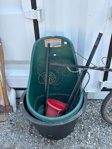 ROLLING CART, PLANTER INSERT, SHEPHERDS HOOKS AND GARDEN DECOR ...