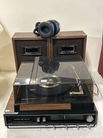 HOLIDAY AM/FM STEREO RECIEVER WITH 8 TRACK PLAYER, SPEAKERS, HEADPHONES ...