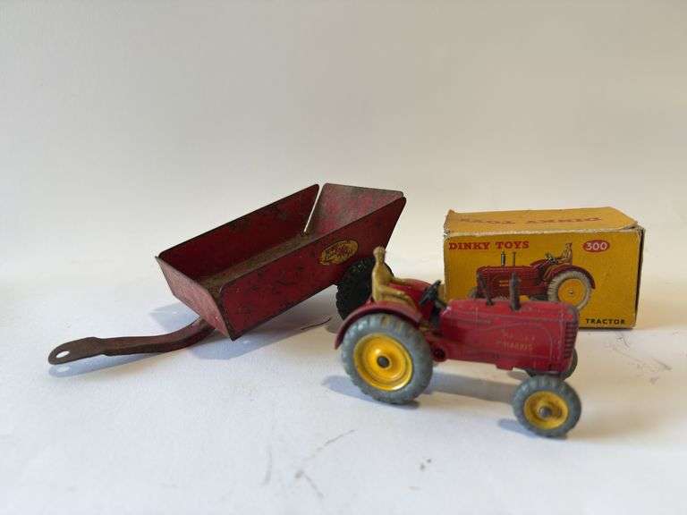 DINKY TOYS MASSEY HARRIS TRACTOR WITH BOX AND LINCOLN TOYS PRESSED ...