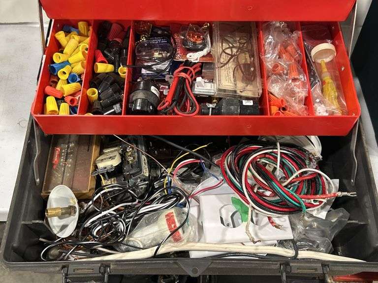 HOLT PLASTIC TOOL BOX WITH ELECTRICAL CONTENTS - Shackelton Auctions Inc.