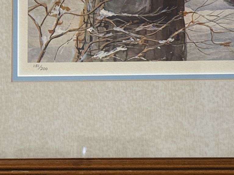 FRAMED, NUMBERED & SIGNED PETER ROBSON "AWAITING SPRING" PRINT - 34" X ...