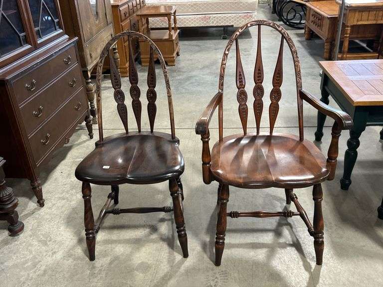 PAIR OF CARVED ARROWBACK CHAIRS - Shackelton Auctions Inc.