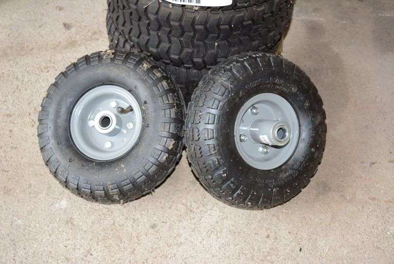 (5) Small Tires on Rims - Shackelton Auctions Inc.