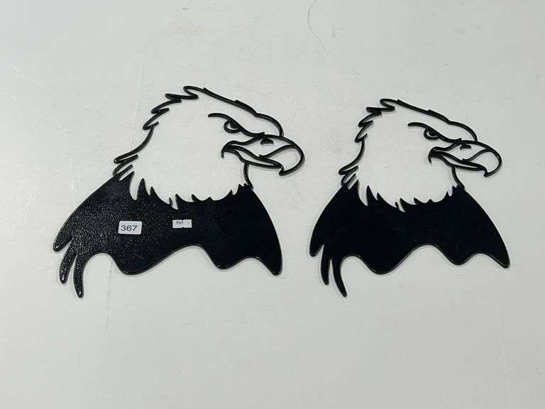 TWO EAGLE METAL DIE CUT METAL SIGNS - 10"X14" - Shackelton Auctions Inc.