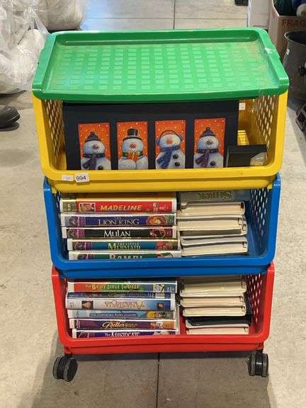 ROLLING CART AND VHS CONTENTS - INCLUDES DISNEY VHS - Shackelton ...