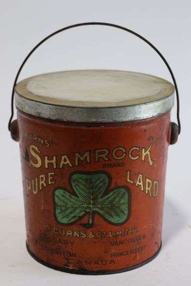 BURNS SHAMROCK PURE LARD FOUR POUND PAIL - Shackelton Auctions Inc.