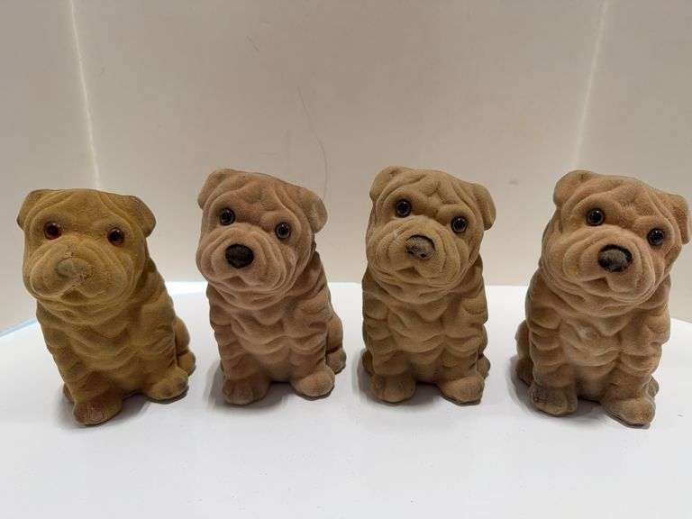 FOUR VELVET DOG COIN BANKS - 6" - Shackelton Auctions Inc.