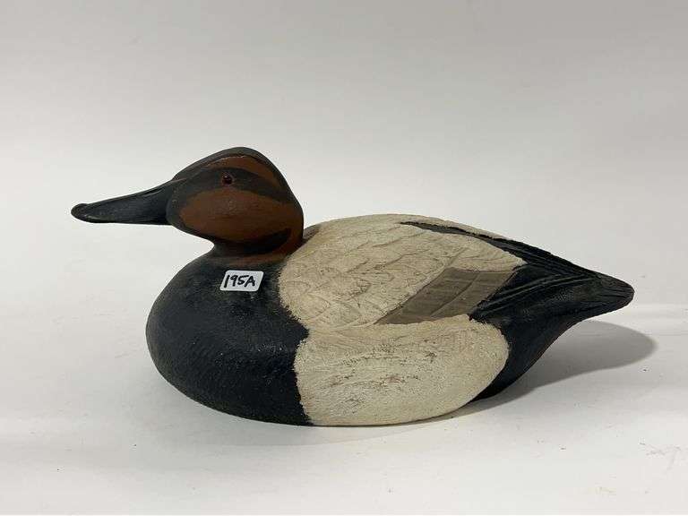 CARVED WOODEN CANVAS BACK DRAKE DECOY SIGNED DAN WIGLE - Shackelton ...