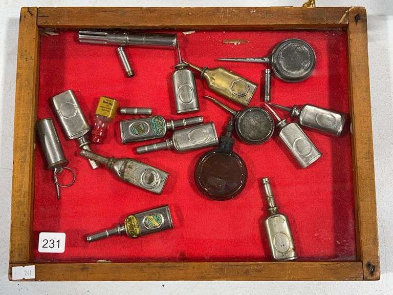GROUP OF SMALL OIL FILLERS WITH SHADOW BOX CASE - Shackelton Auctions Inc.