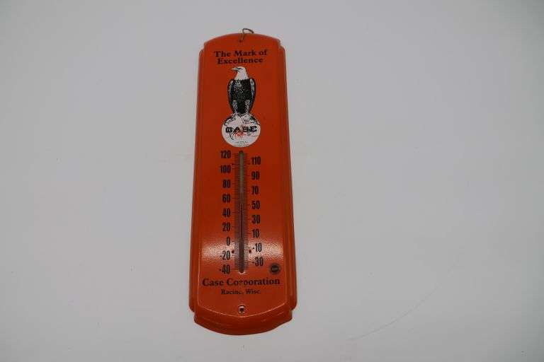 MODERN CASE TIN THERMOMETER - 5"X17" - Shackelton Auctions Inc.