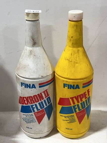 TWO FINA ATF 500ML PLASTIC BOTTLES - Shackelton Auctions Inc.