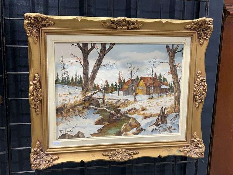 FRAMED M. JONES OIL ON CANVAS - 21"X18" - Shackelton Auctions Inc.