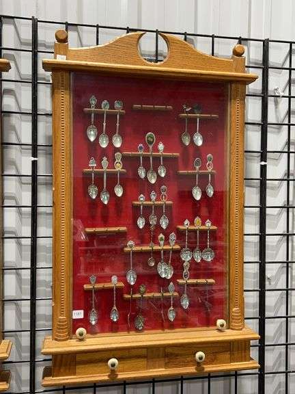 GROUP OF COLLECTOR SPOONS IN DISPLAY CASE - 21"X33" - Shackelton ...