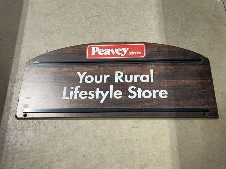 PEAVEY MART PLASTIC FOAM CORE SIGN - 36"X17" - Shackelton Auctions Inc.