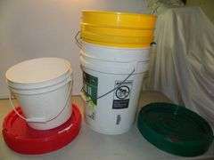 3 Buckets, Locking Lids - Wolfe Auction & Realty, LLC