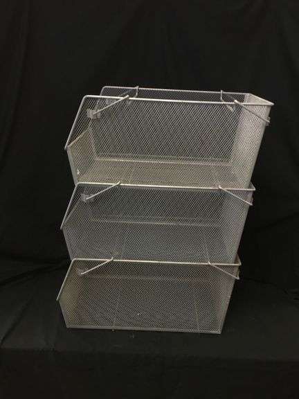 Three mesh stackable bins - Wolfe Auction & Realty, LLC