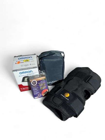 (2) Blood Pressure Monitors, Knee Brace And Wrist Wrap - Wolfe Auction ...