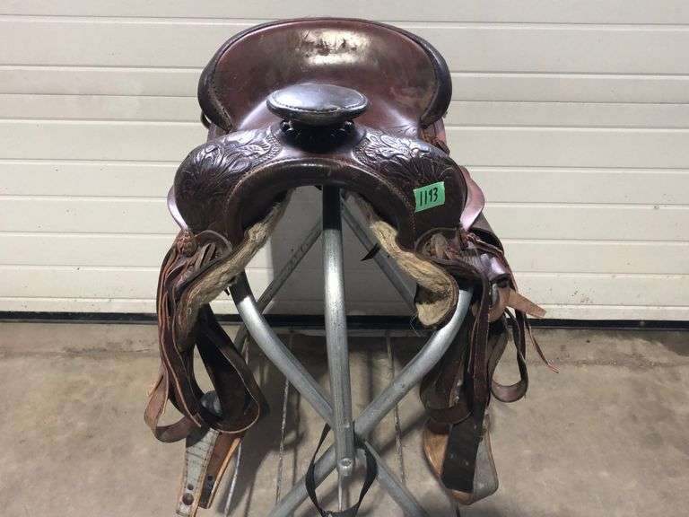 LEATHER WESTERN SADDLE, 14 1/2" SEAT 7 1/2" GULLET - Wild Rose Auction ...