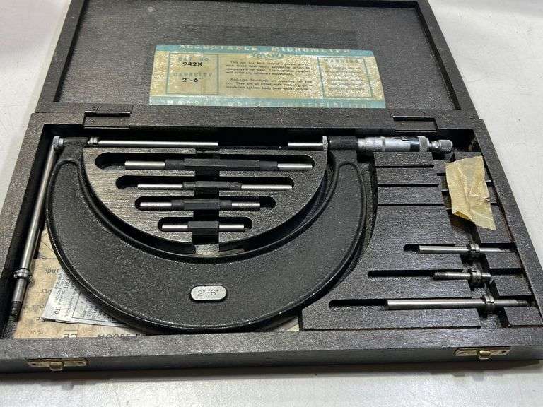 M&W BRAND ADJUSTABLE MICROMETER MOD# 942X, 2" - 6" SPAN, W/ ORIGINAL ...