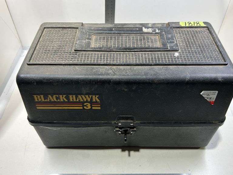 BLACKHAWK 3 TACKLE BOX, 16" X 8" X 9 1/2", C/W ASSORTMENT OF FISHING ...