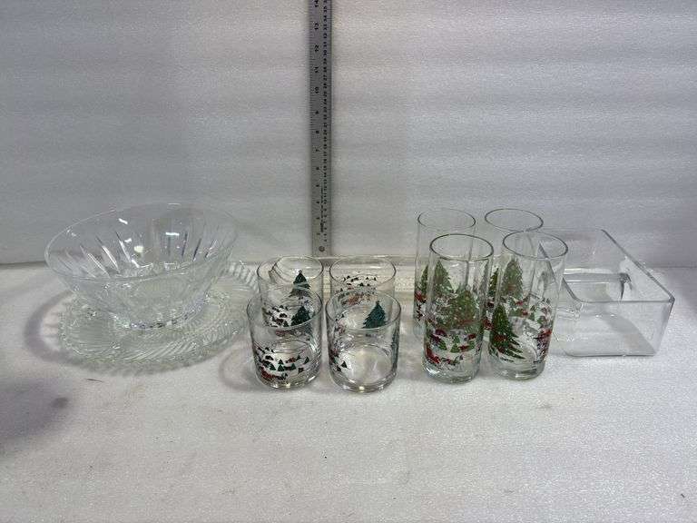 Box Of Glass wear Platters Bowls & Christmas Glasses - Wild Rose ...
