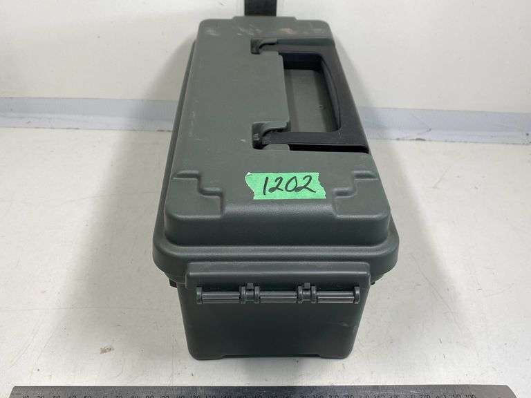Plano Plastic Ammo Box w/ trays, ~ 12"x5"x4" - Wild Rose Auction Services