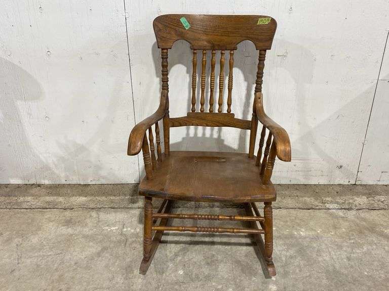 Vintage Wood Rocking Chair - Wild Rose Auction Services