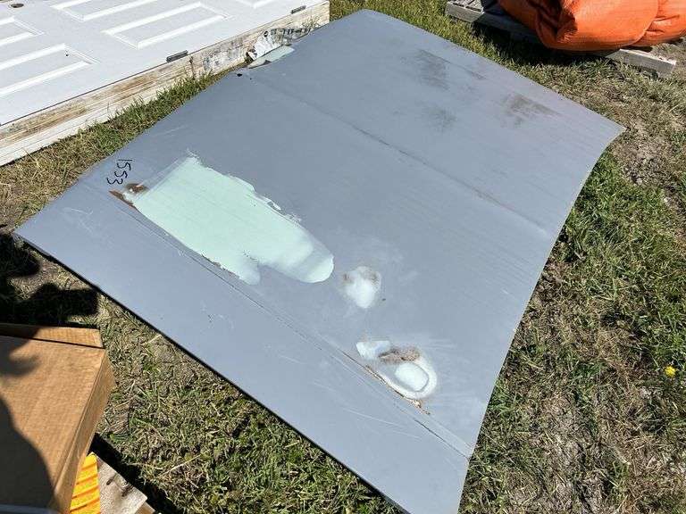 Pallet w/ Chev Square body hood - Wild Rose Auction Services