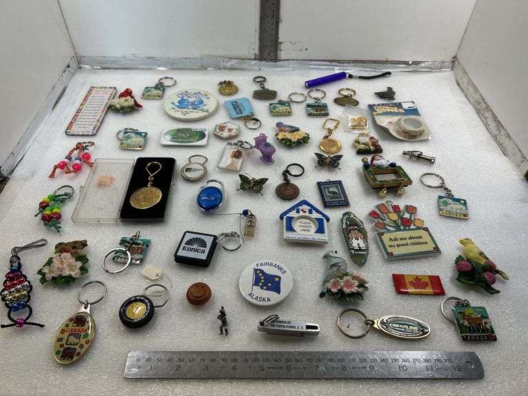 Box Of Assorted Keychains, Magnets, Badges, Approx. 30 pcs - Wild Rose ...